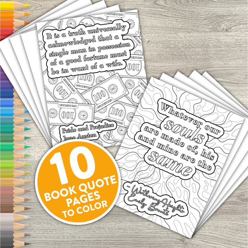 Classic Book Quotes Coloring Pages | Printable Lettering (digital ...