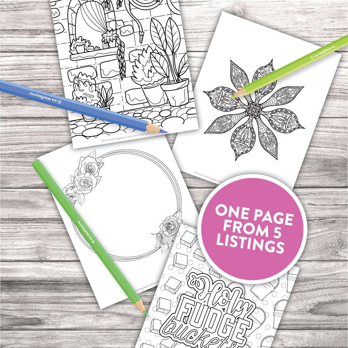 Printable Adult Coloring Pages Sample Pack A Variety of Coloring Pages ...