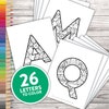 Printable Adult Coloring Pages Hand Lettering Floral Alphabet Letters ...