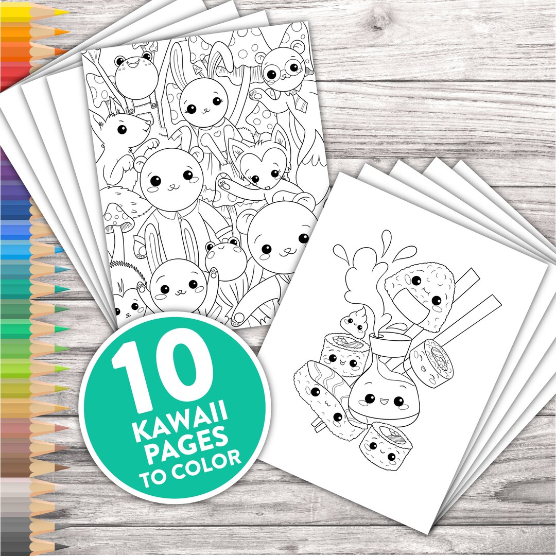 Kawaii Doodle Coloring Pages | Printable Cute Character Adult Coloring ...