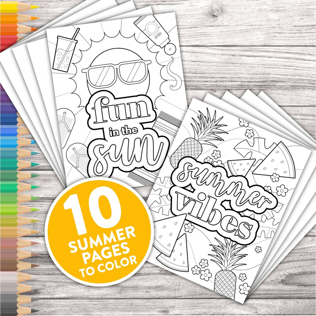 Summer Fun Coloring Pages | Adult Coloring Book With Beaches, Sunshine ...