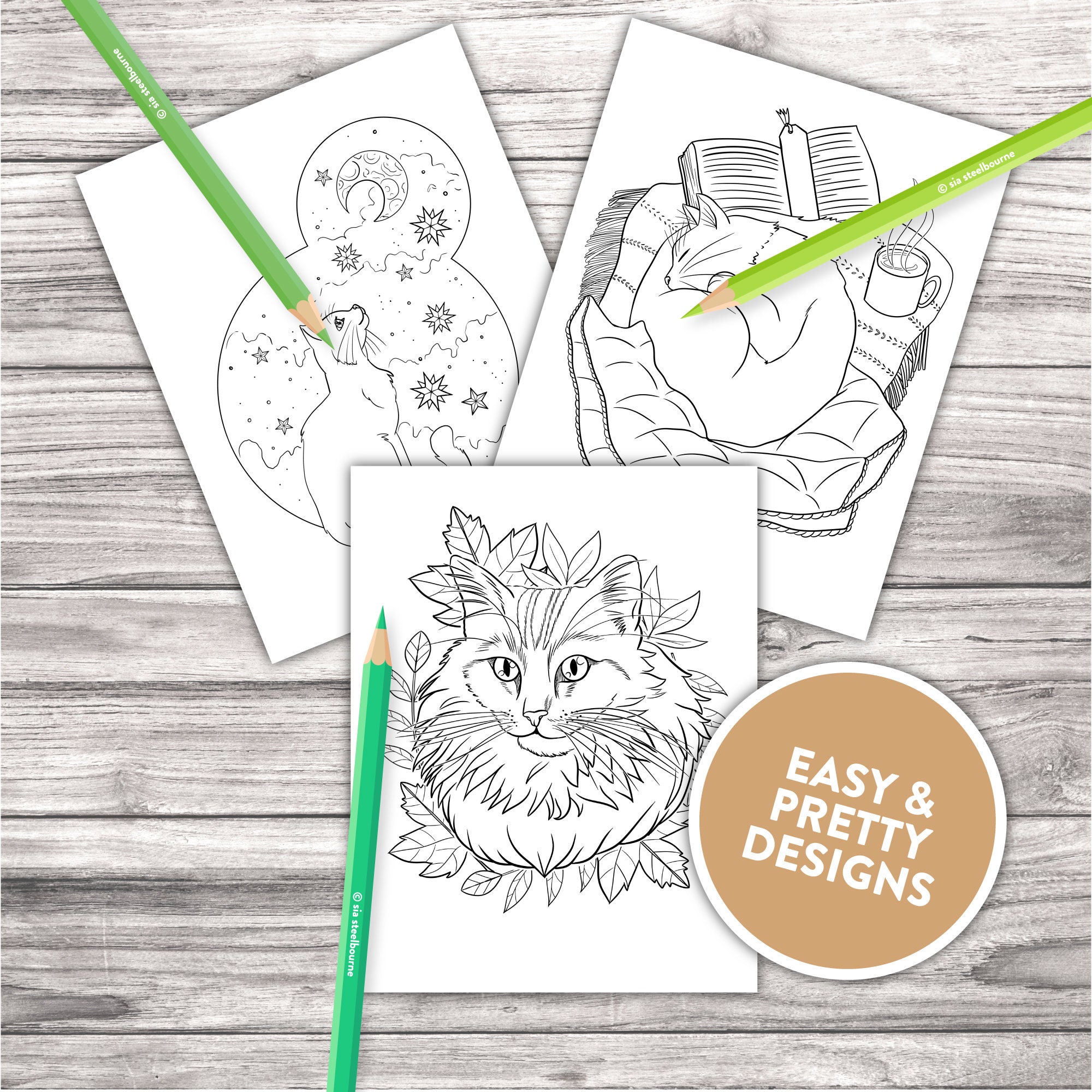 Cozy Cats Coloring Pages Adult Coloring Book With Cute Cats - Etsy