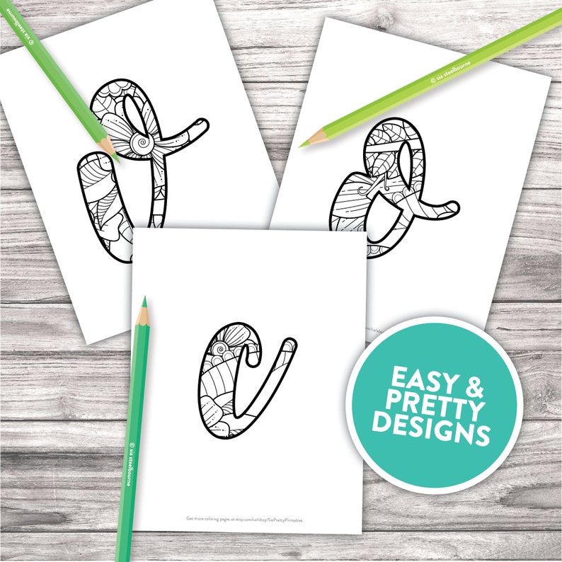 Printable Adult Coloring Pages | Hand Lettering Floral Alphabet Letters ...