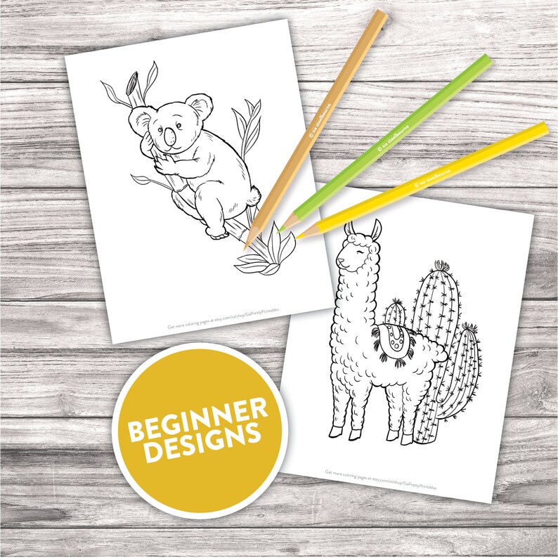 Printable Cute Animal Coloring Pages Easy Fun Coloring Book - Etsy