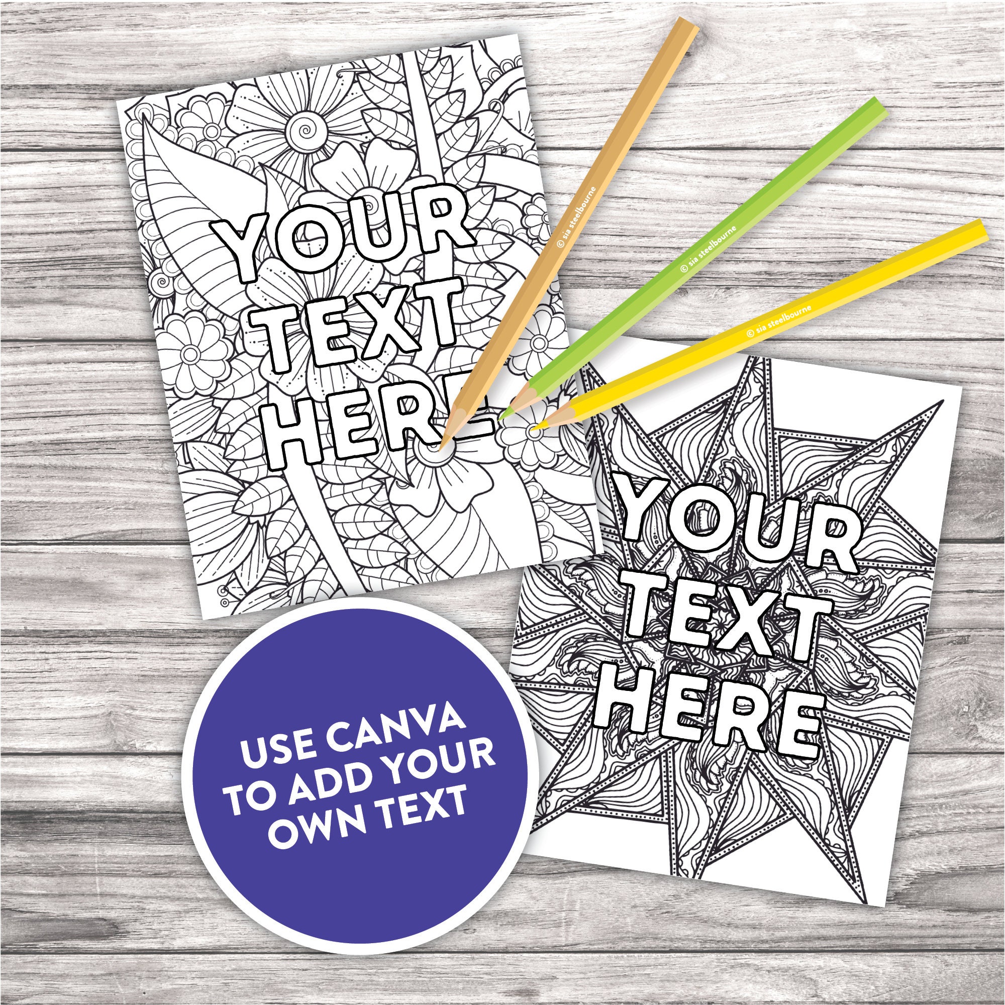 Custom Text Printable Adult Coloring Pages Customizable Mandala ...