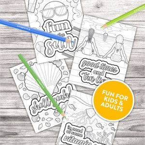 Summer Fun Coloring Pages | Adult Coloring Book With Beaches, Sunshine ...