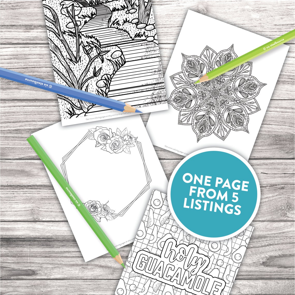 Printable Adult Coloring Pages Sample Pack B Variety of Coloring Pages ...