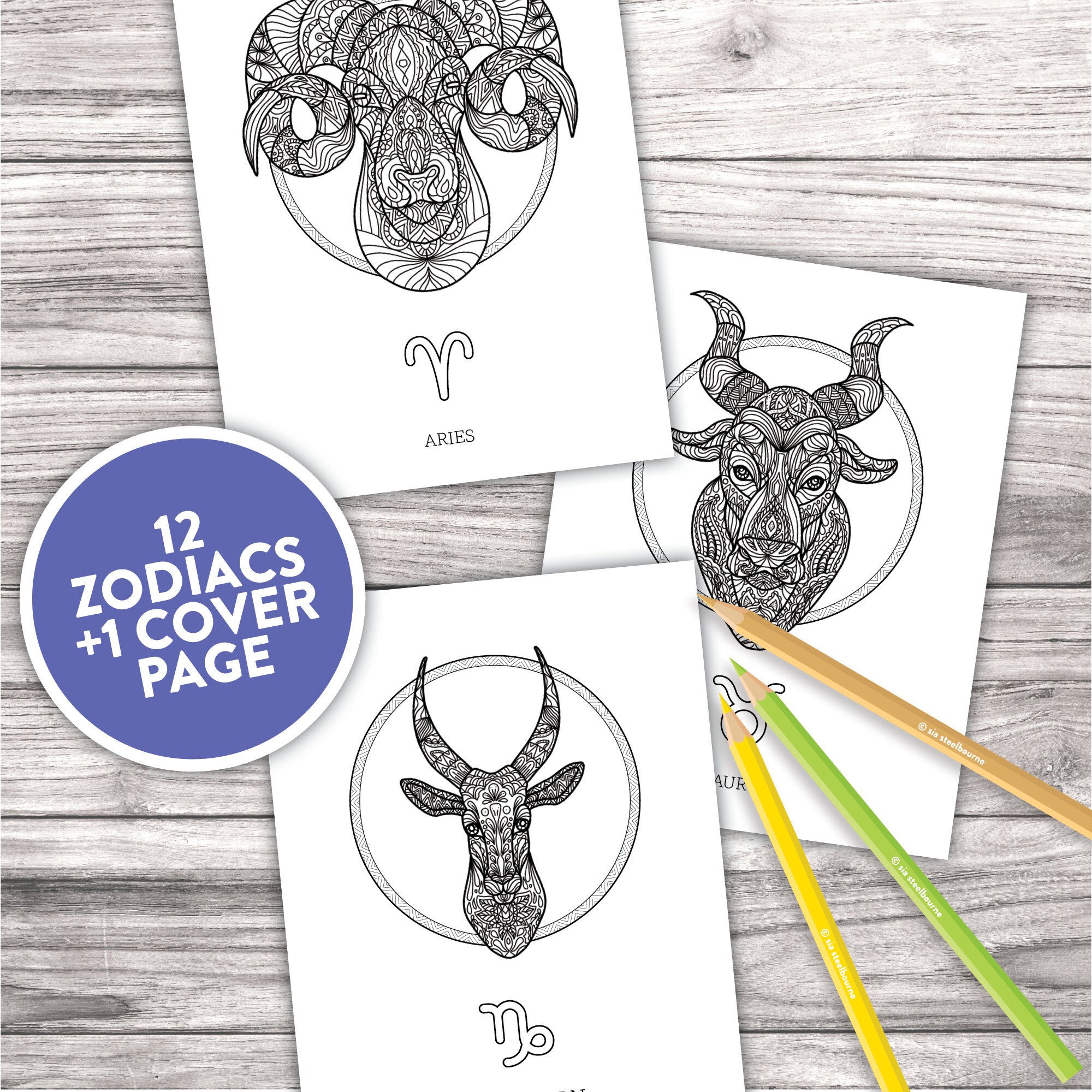 Printable Adult Coloring Pages Zodiac, Star Signs, Horoscope ...