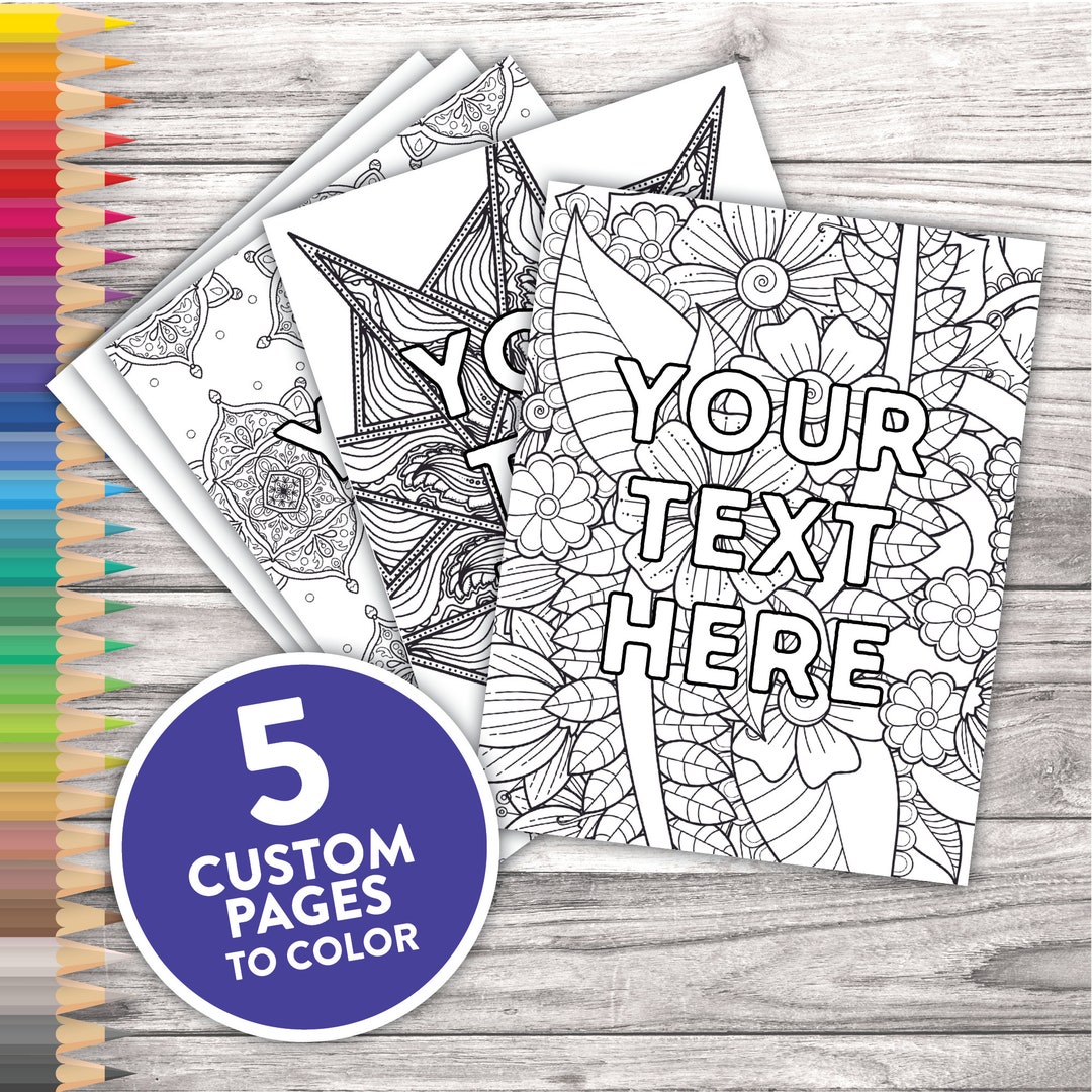 Custom Text Printable Adult Coloring Pages | Customizable Mandala ...
