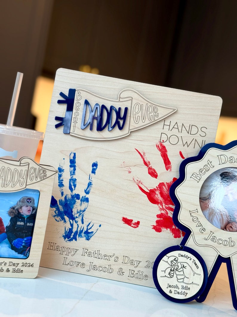 Father's Day Handprint Sign, Best Daddy Ever Hands Down Sign, DIY ...