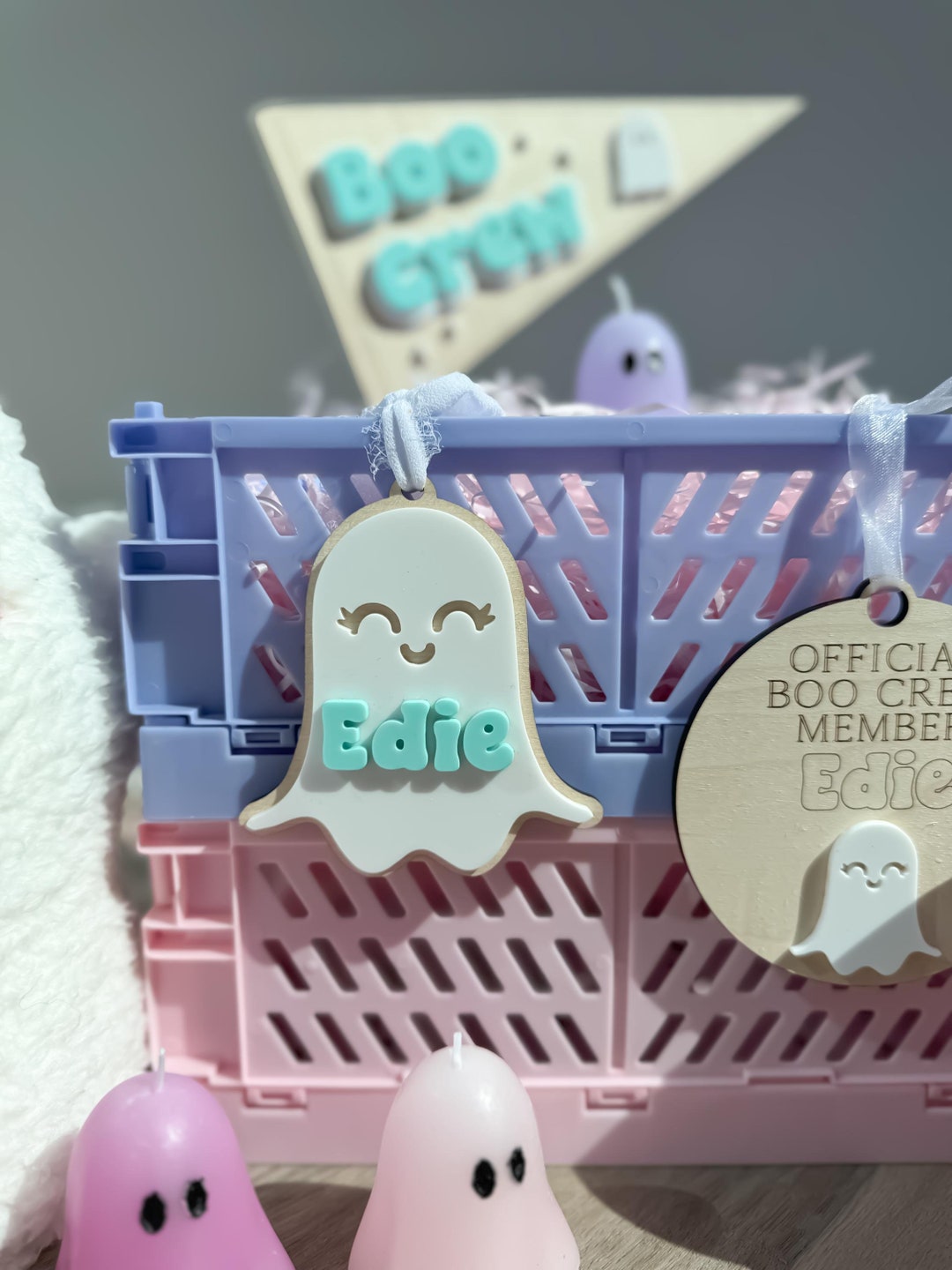 Personalised Ghost Boo Basket Tags, Halloween Decor, Custom Halloween ...