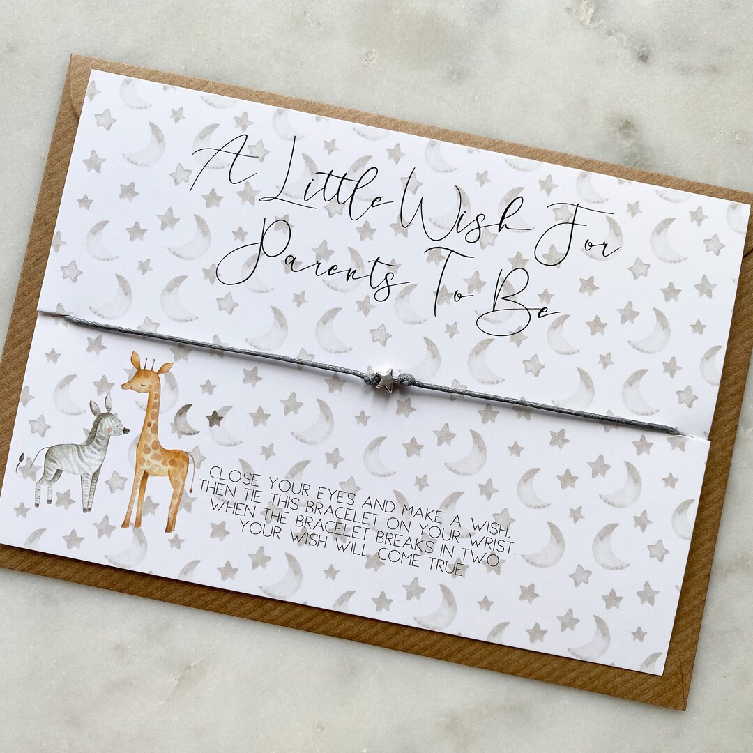 New Parents Wish Bracelet, Safari Star Charm, Baby Shower Gift - Etsy UK