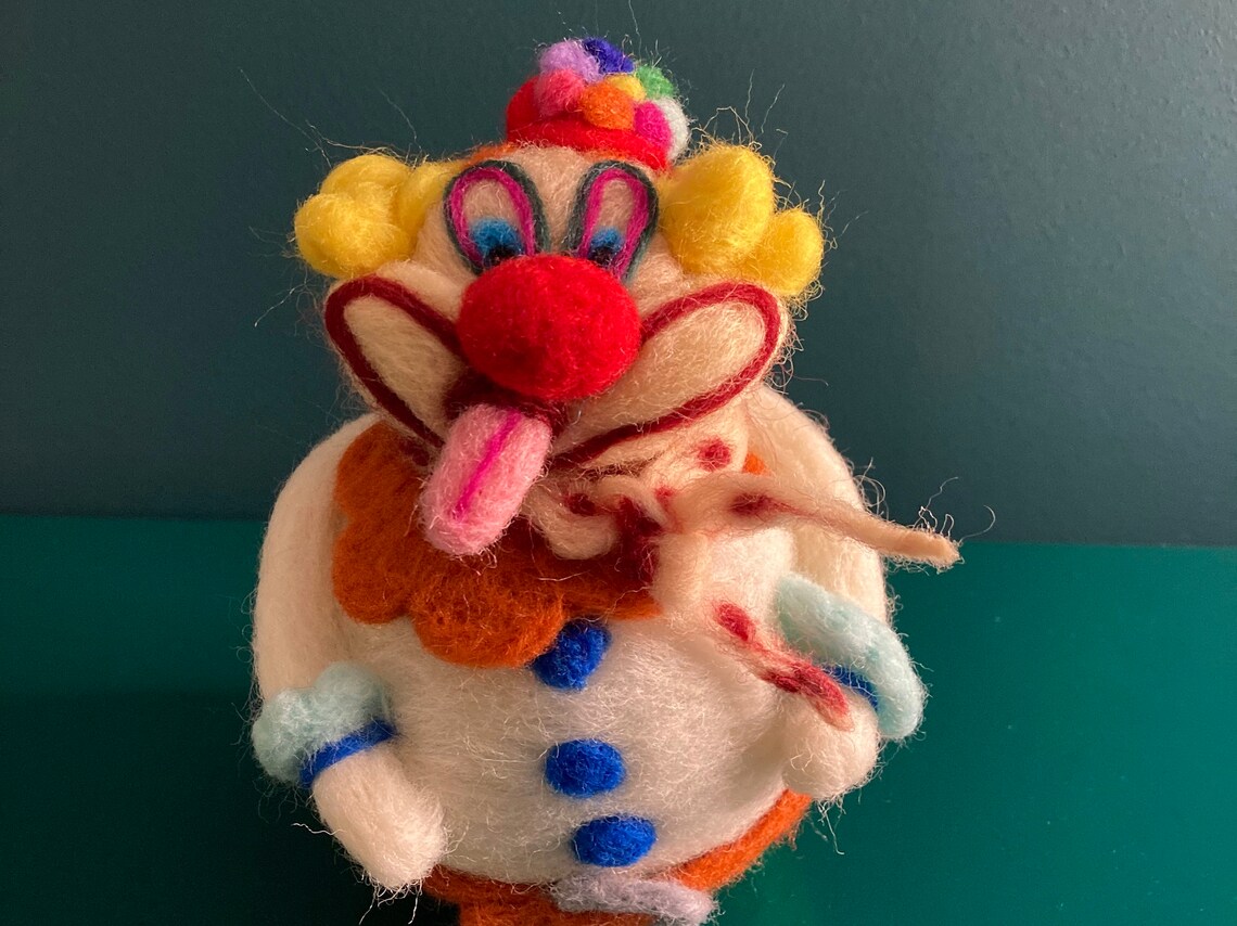 Nursery Decor 80s Retro Clown Toy needle Felt Sculpture - Etsy