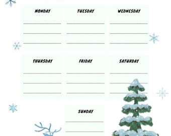 Winter Themed Weekly Planner Template - Etsy