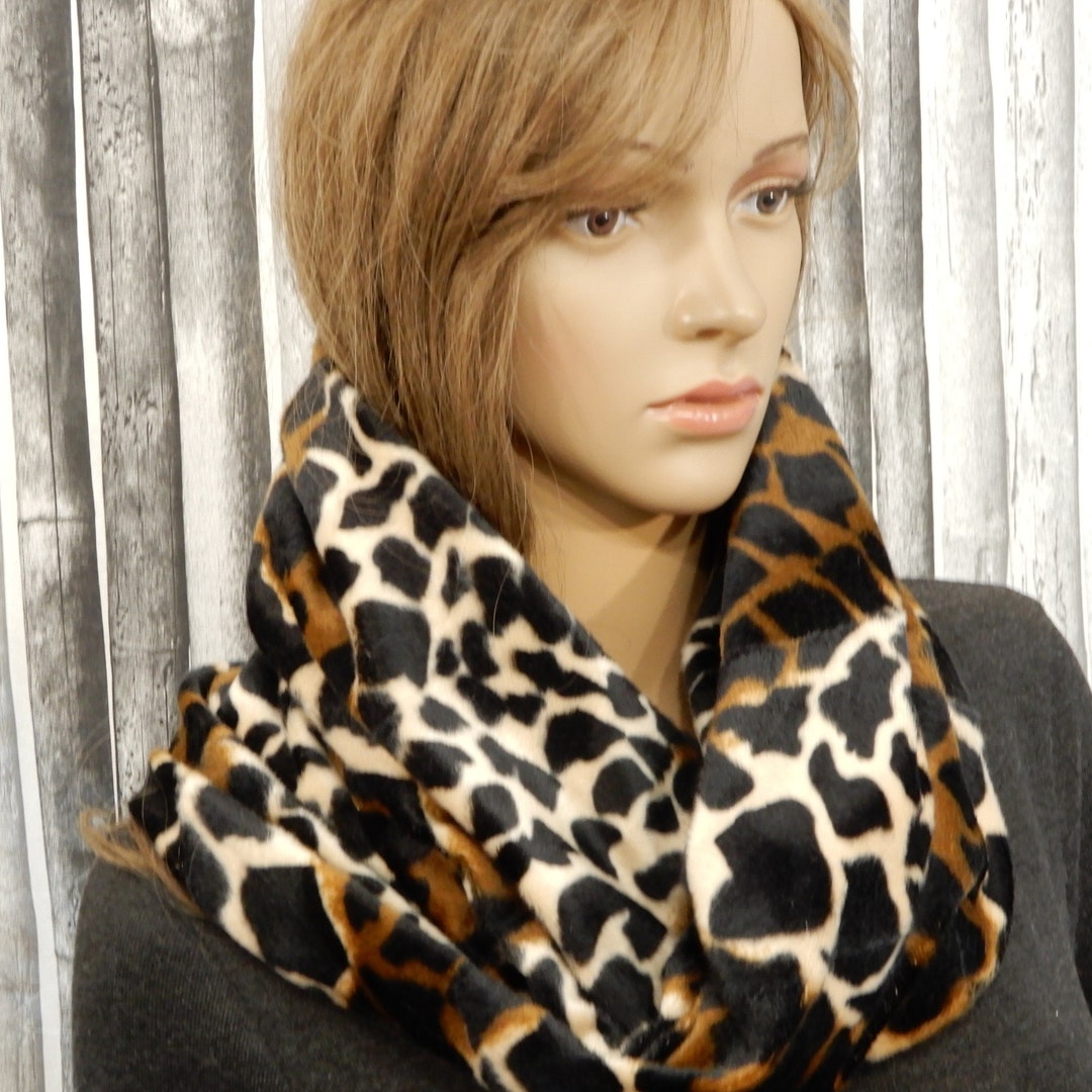 Fake Fur Snood Infinity Loop Scarf Hood Twisted Neck Warmer Short Pile ...