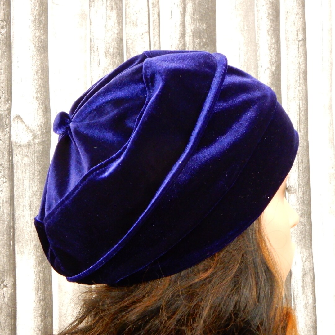 Navy Blue Velvet Hat for Women Beret Indigo Blue Headwear Fits S-L - Etsy