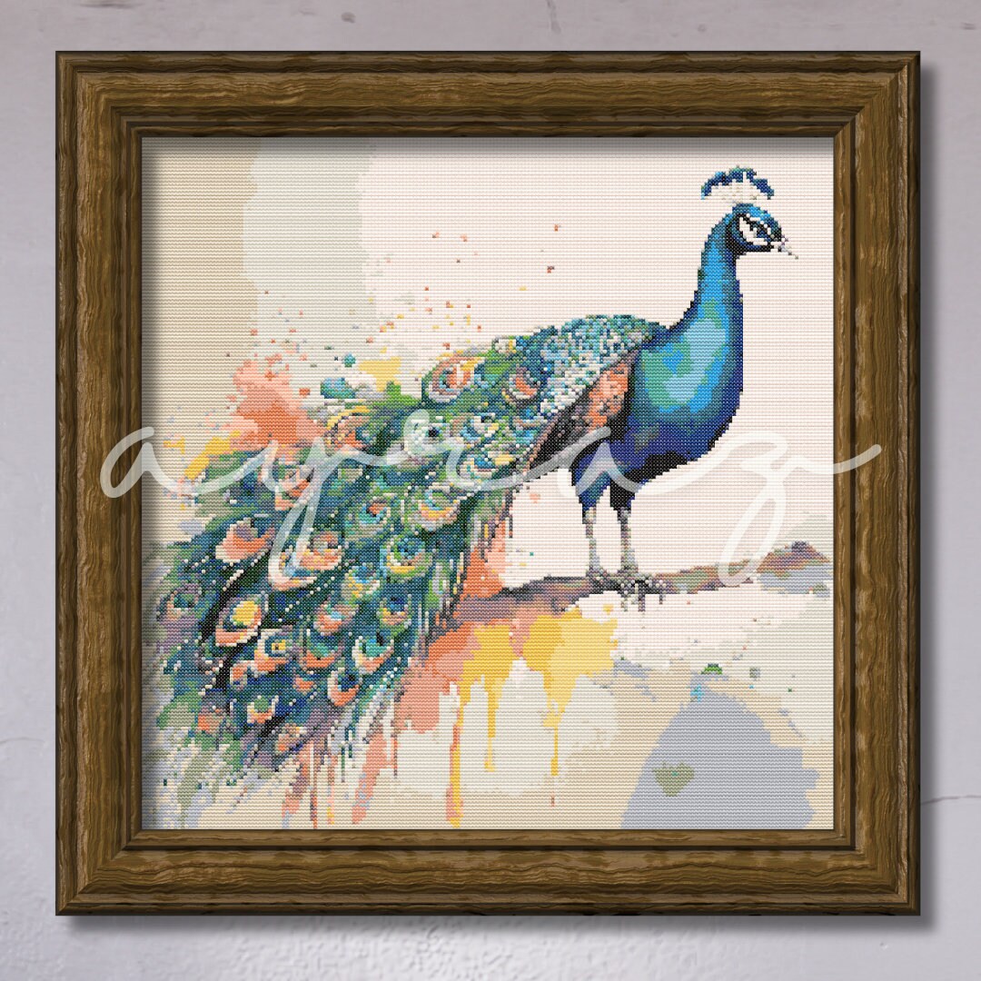 Rainbow Peacock Counted Cross-stitch Pattern PDF - Etsy