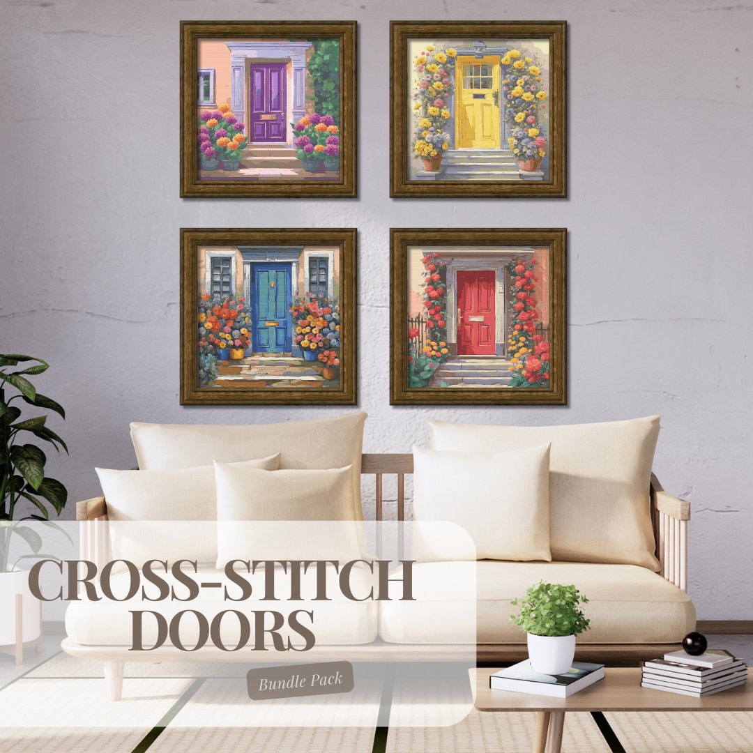 Colorful Doors Cross Stitch Pattern Bundle (PDF) - Etsy