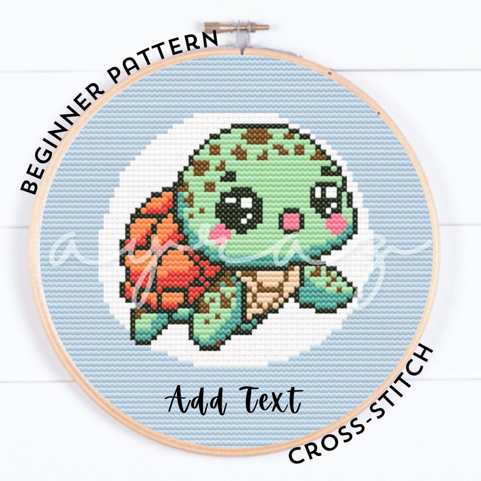 Mochi the Turtle Cross Stitch Pattern, Kawaii Ocean Animal (digital ...