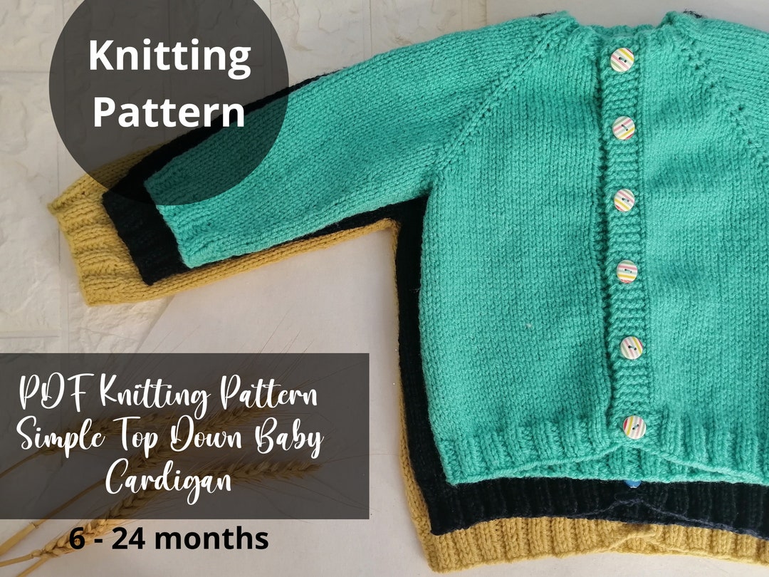 Simple Top Down Baby Cardigan Knitting Pattern Digital Download for 4 ...