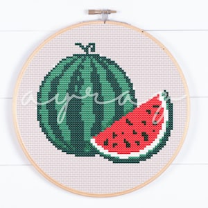 Watermelon Cross-stitch Beginner Pattern, Modern Embroidery Chart for ...