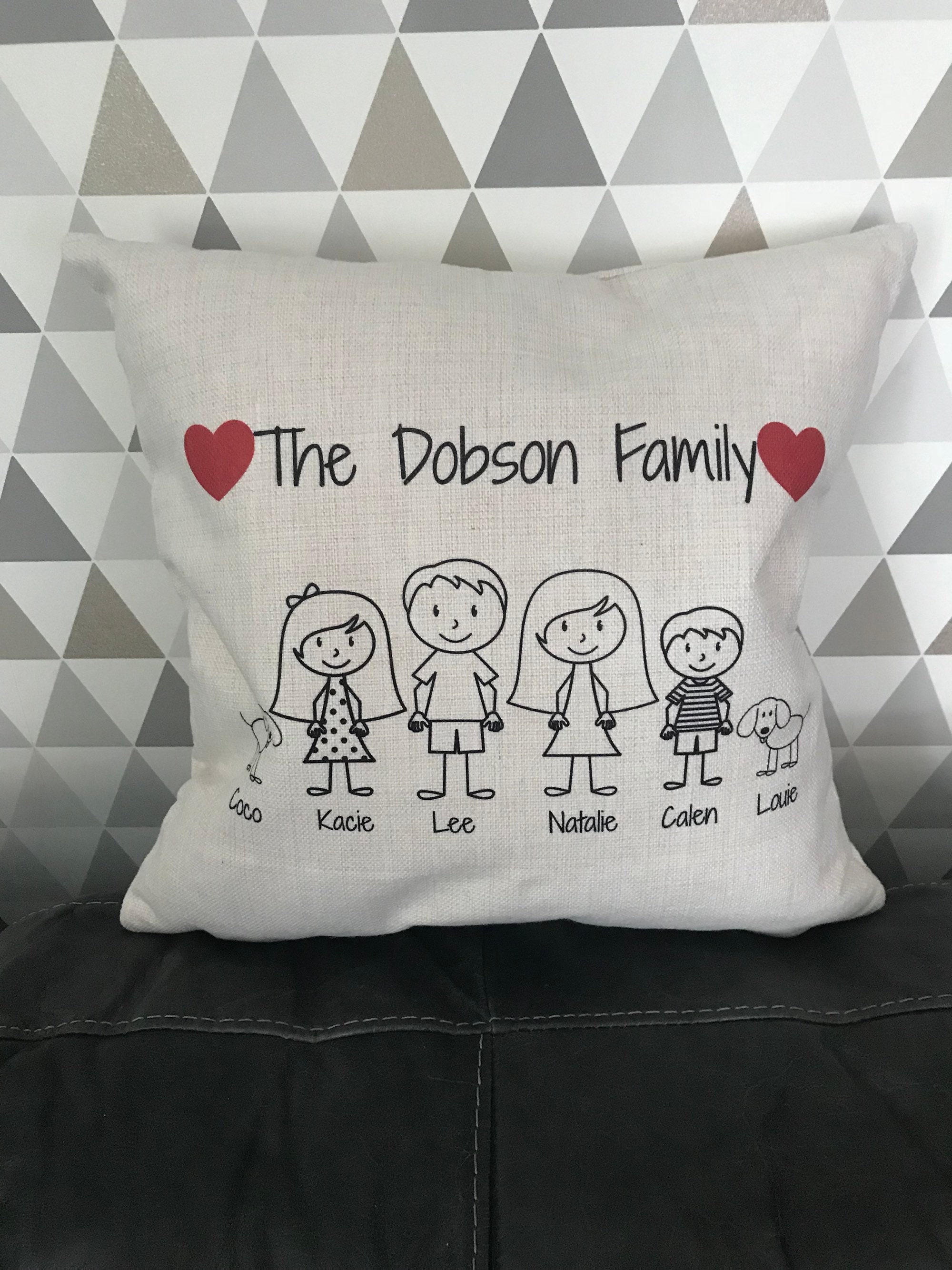 Stickman Familia Personalizado Cojín / Pillow cumpleaños / día - Etsy ...