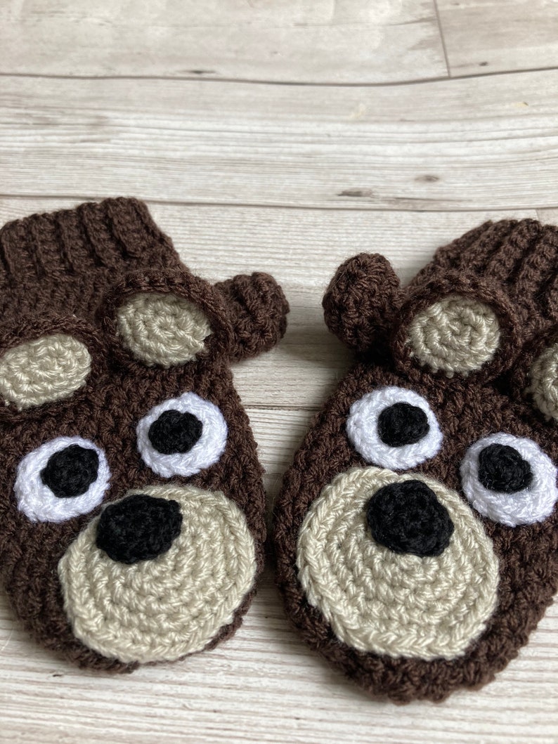 Childs Bear Mittens Kids Winter Mittens Bear Gift - Etsy
