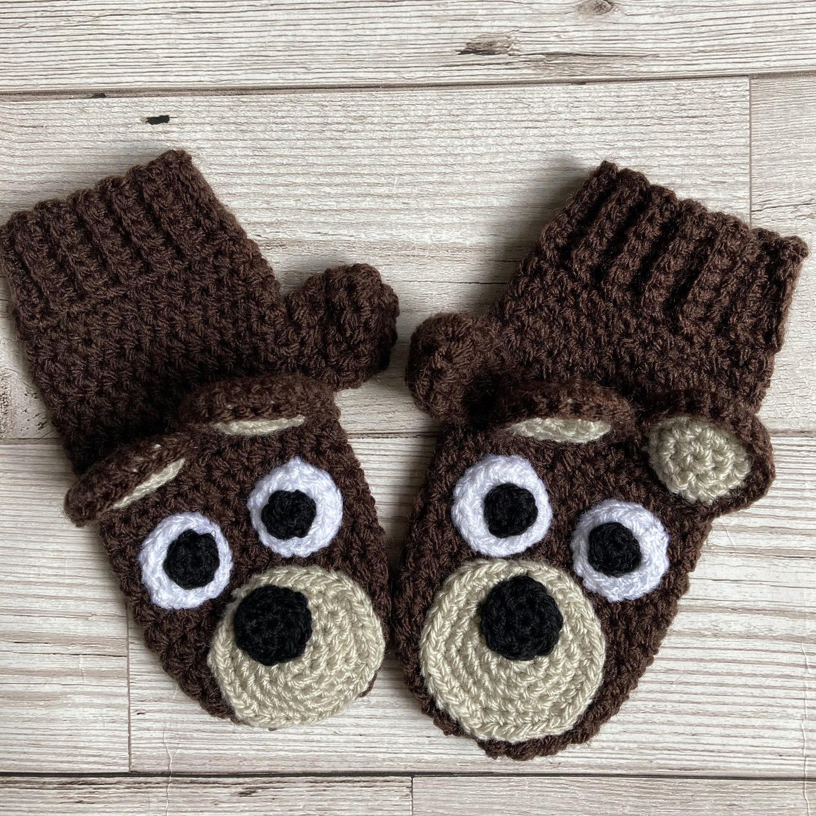 Childs Bear Mittens Kids Winter Mittens Bear Gift - Etsy