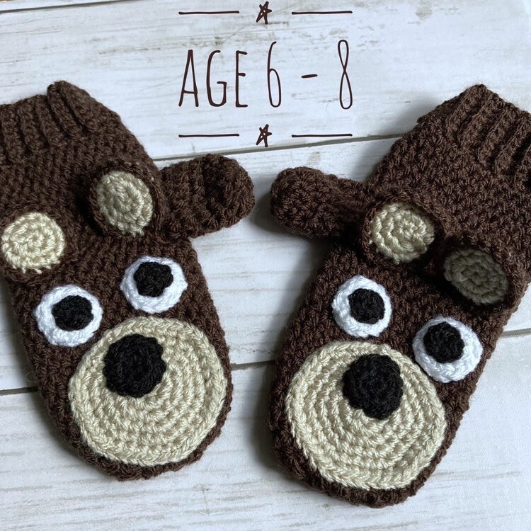 Childs Bear Mittens Kids Winter Mittens Bear Gift - Etsy