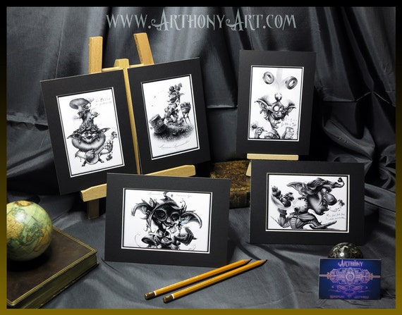 Set of 5 Fairy Goblins's Cards Fine Art Print Enhanced | Etsy