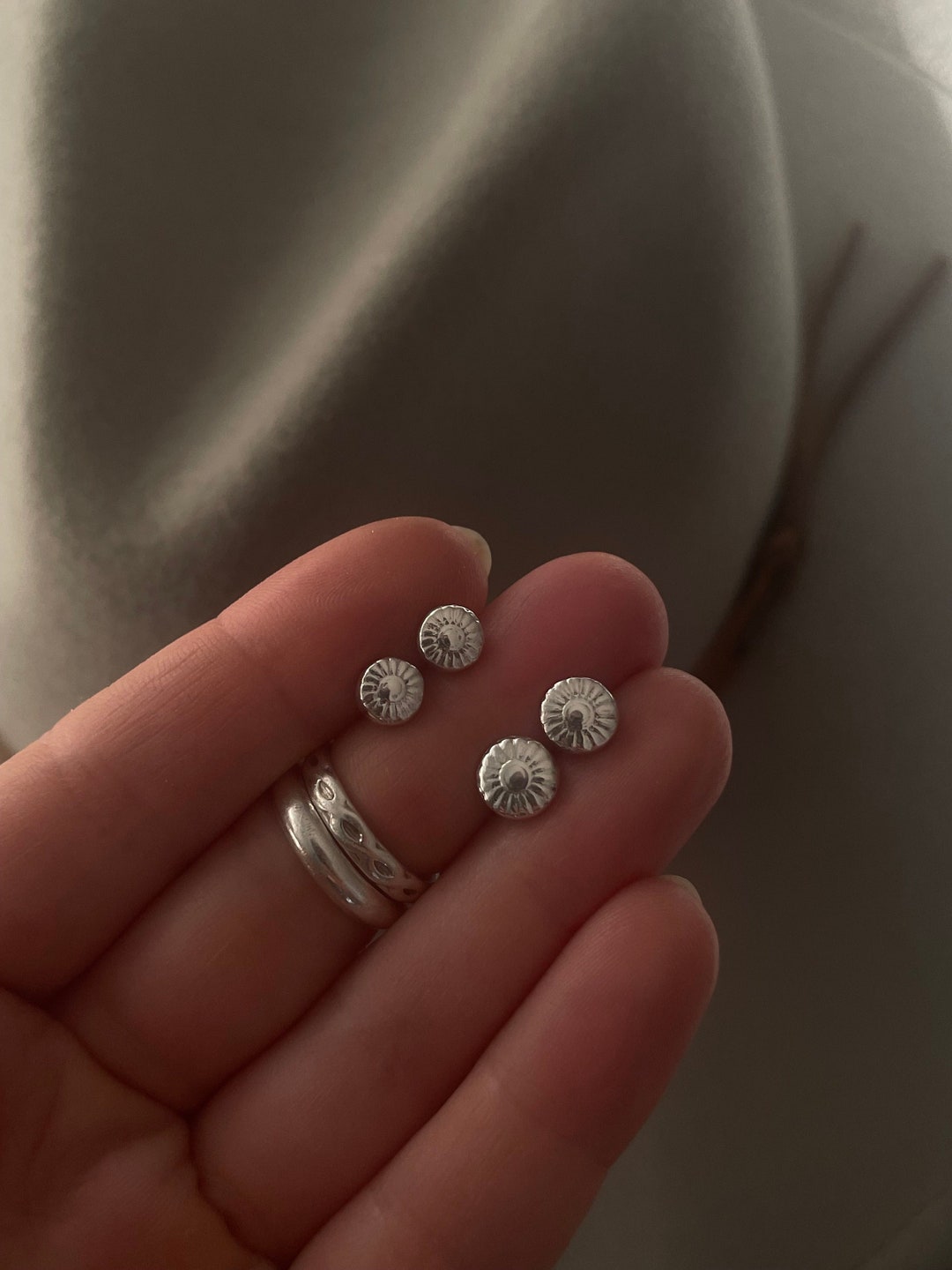 Handcrafted Sterling Silver Concho Earrings Stud Earrings Silver ...