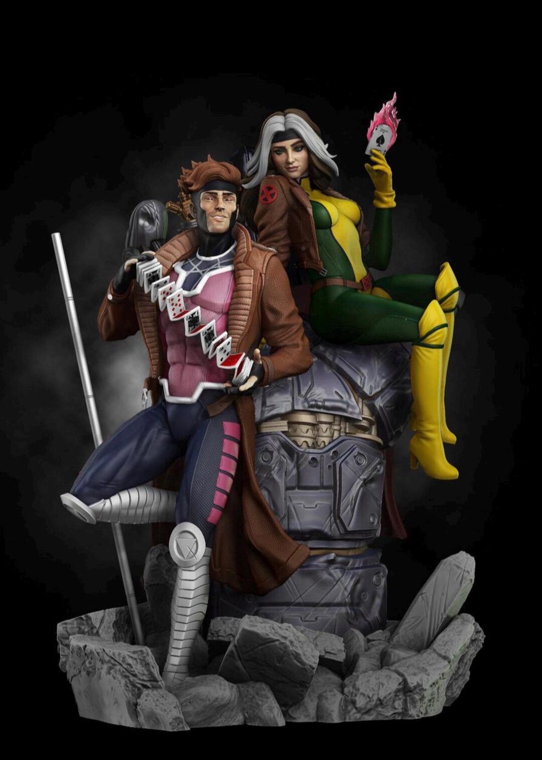 Gambit and Rogue Figurine,3d Prited ,hand Painted,xman Collectible ...