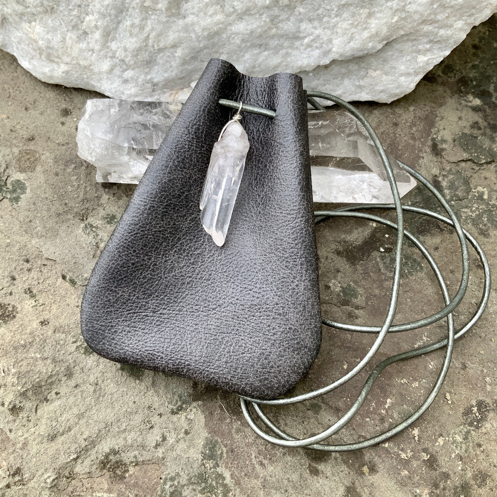 Crystal Bag Leather Medicine Pouch Amulet Shaman Ceremony | Etsy