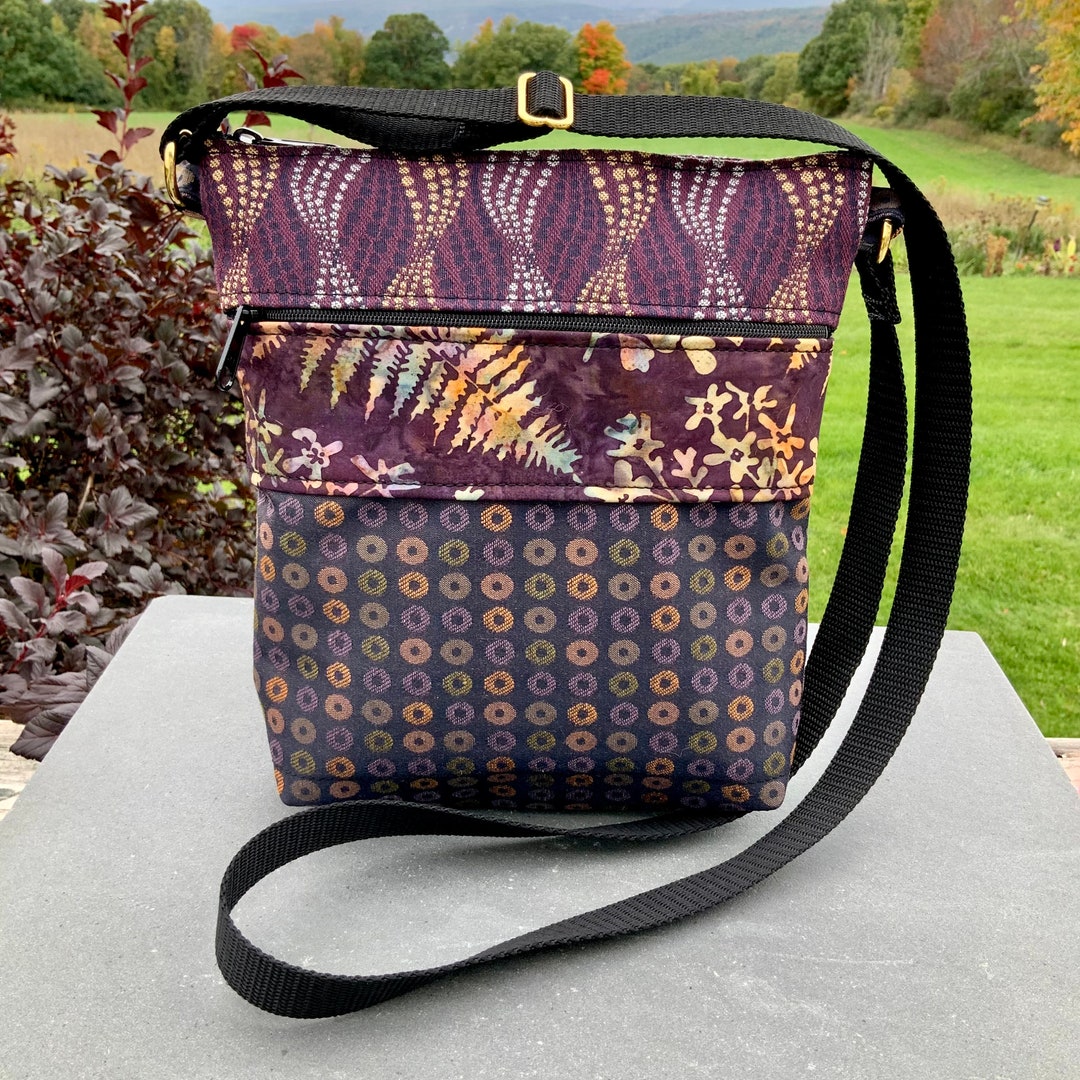 Purple & Black Fabric Crossbody Bag Boho Tapestry Shoulder Bag Travel ...