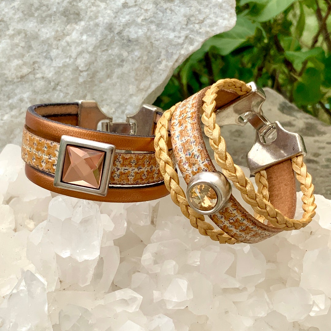 Leather Bracelet Stacking Bracelet Copper Honeycomb European Leather ...