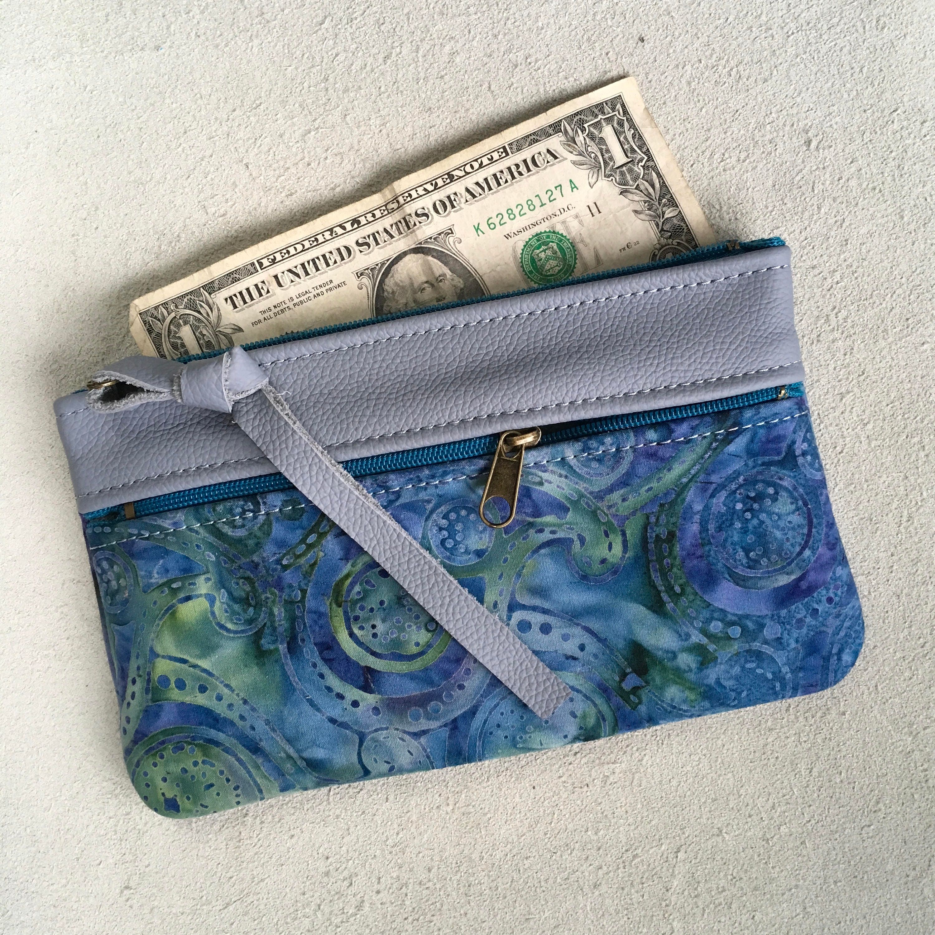 Wallet Clutch Phone Case Blue Italian Leather Boho Paisley | Etsy
