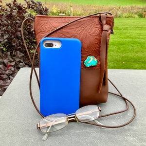 Rustic Leather Crossbody Phone Bag Minimalist Small Bag Raw Leather ...