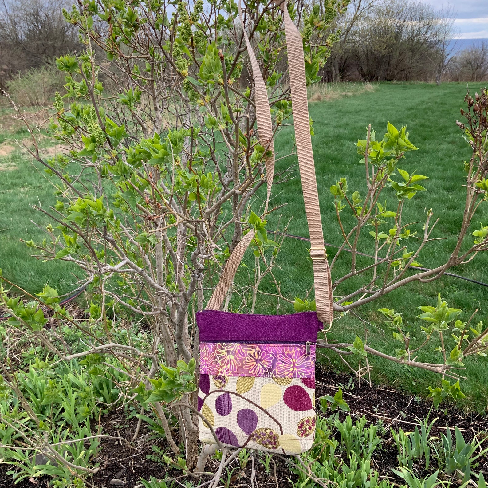 Violet Fabric Crossbody Bag Vegan Bag Textured Upholstery | Etsy