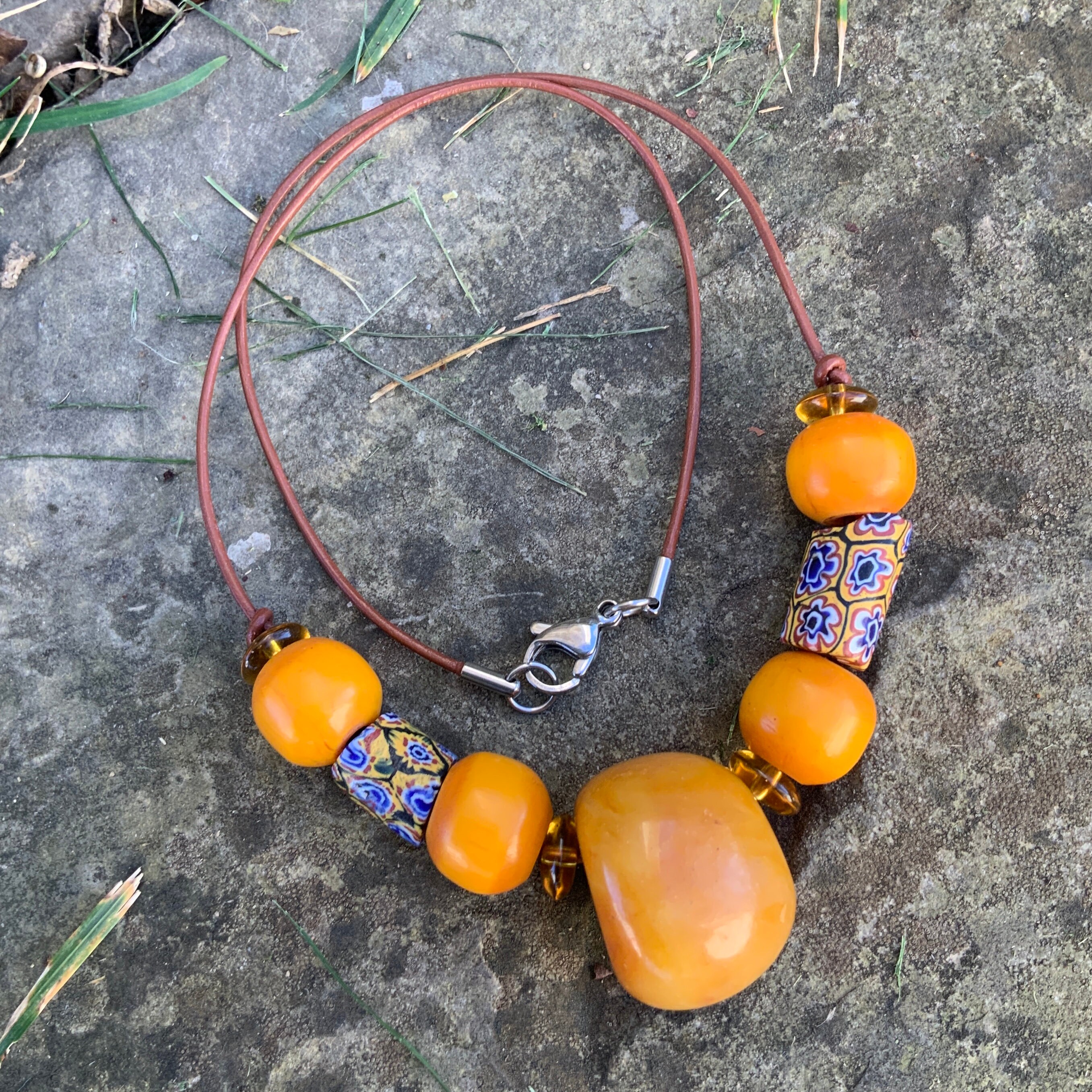 African Copal Necklace Vintage Honey African-made Beads Antique ...