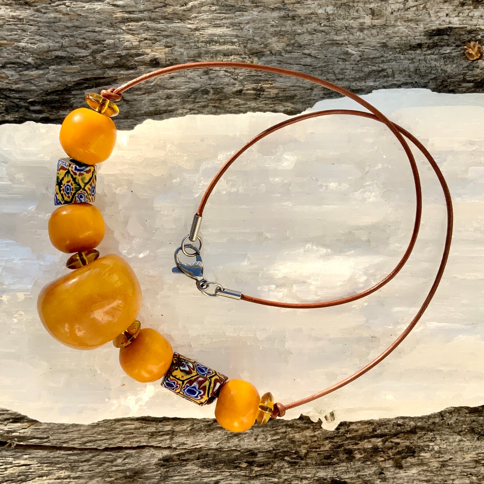 African Copal Necklace Vintage Honey African-made Beads Antique ...