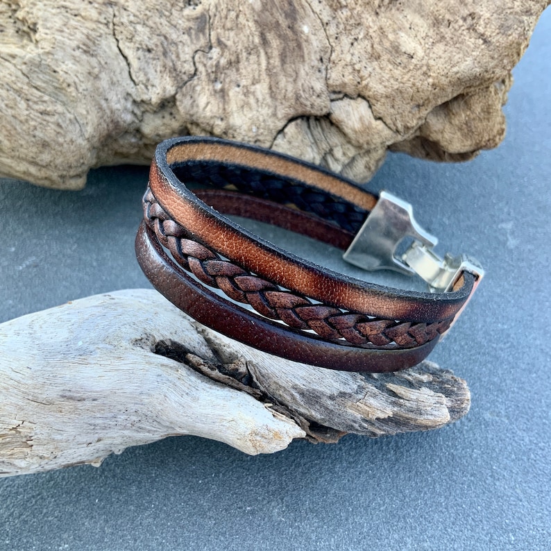 Leather Bracelet Ethnic Tribal Stacking Bracelet Natural - Etsy