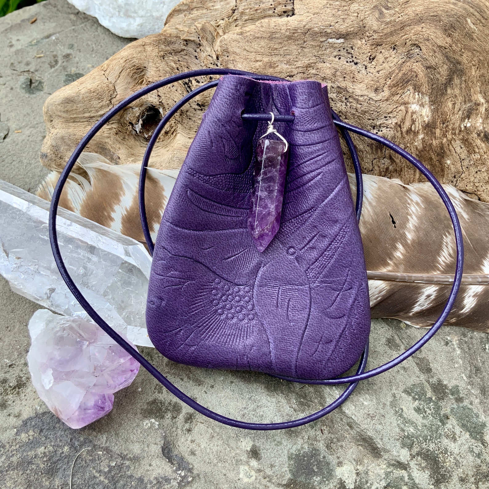 Crystal Bag Leather Medicine Pouch Amulet Shaman Ceremony - Etsy