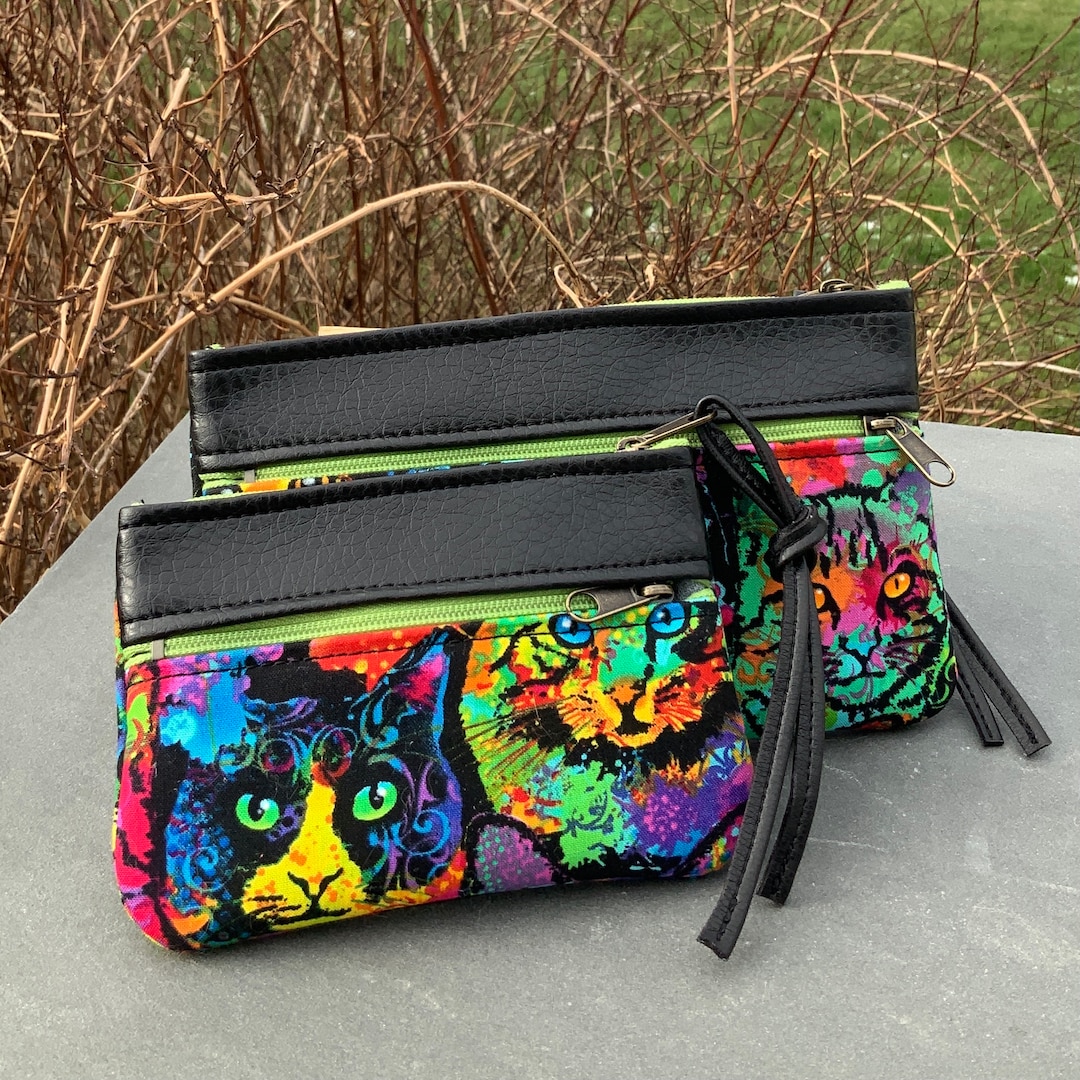 Rainbow Cats Wallet Vegan Eco Leather Clutch Phone Bag Slim Zip Wallet ...