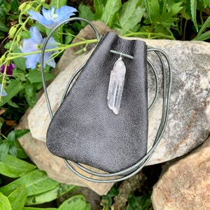 Crystal Bag Leather Medicine Pouch Amulet Shaman Ceremony Meditation ...