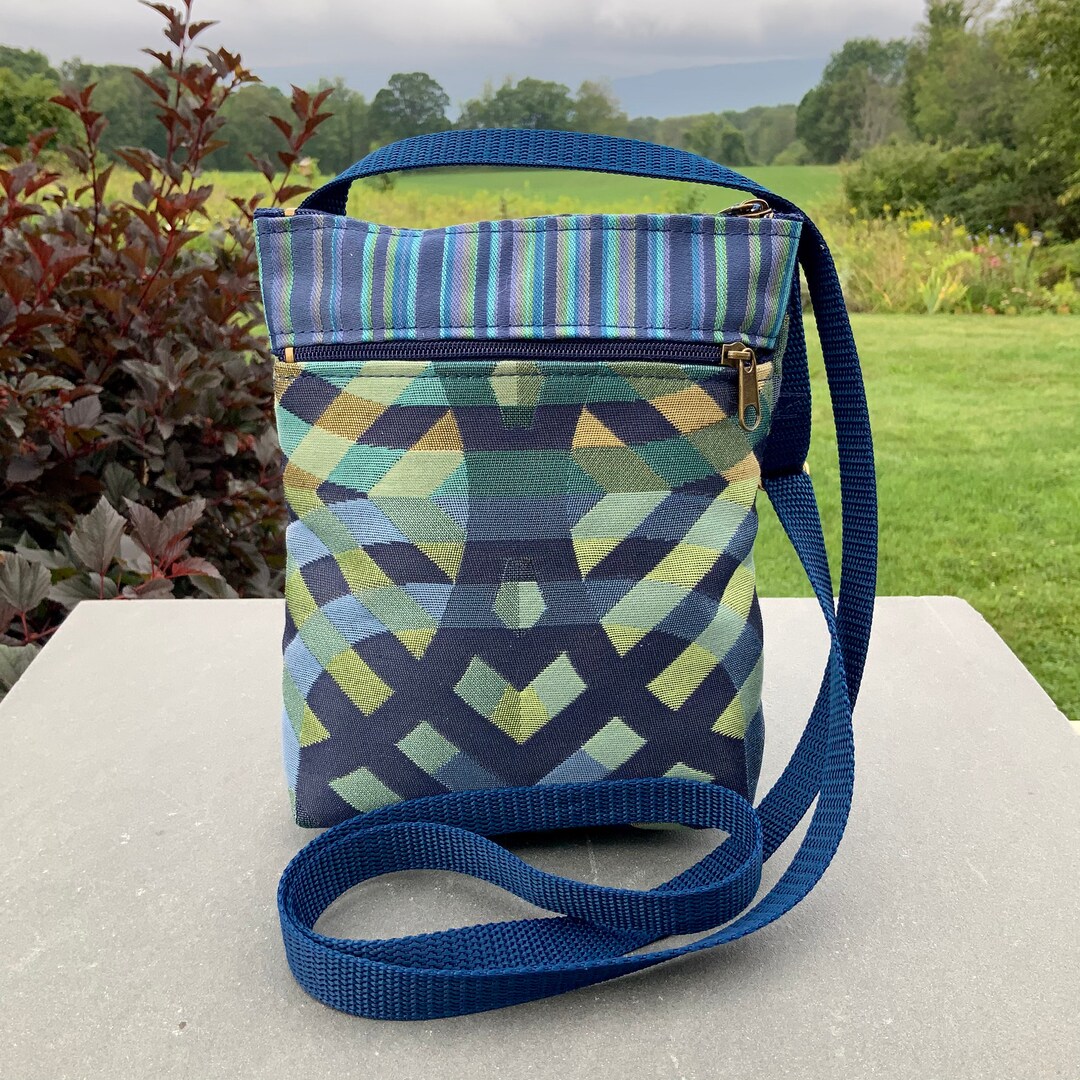 Small Blue Crossbody Bag Shoulder Bag Travel Bag Vegan Fabric Bag ...