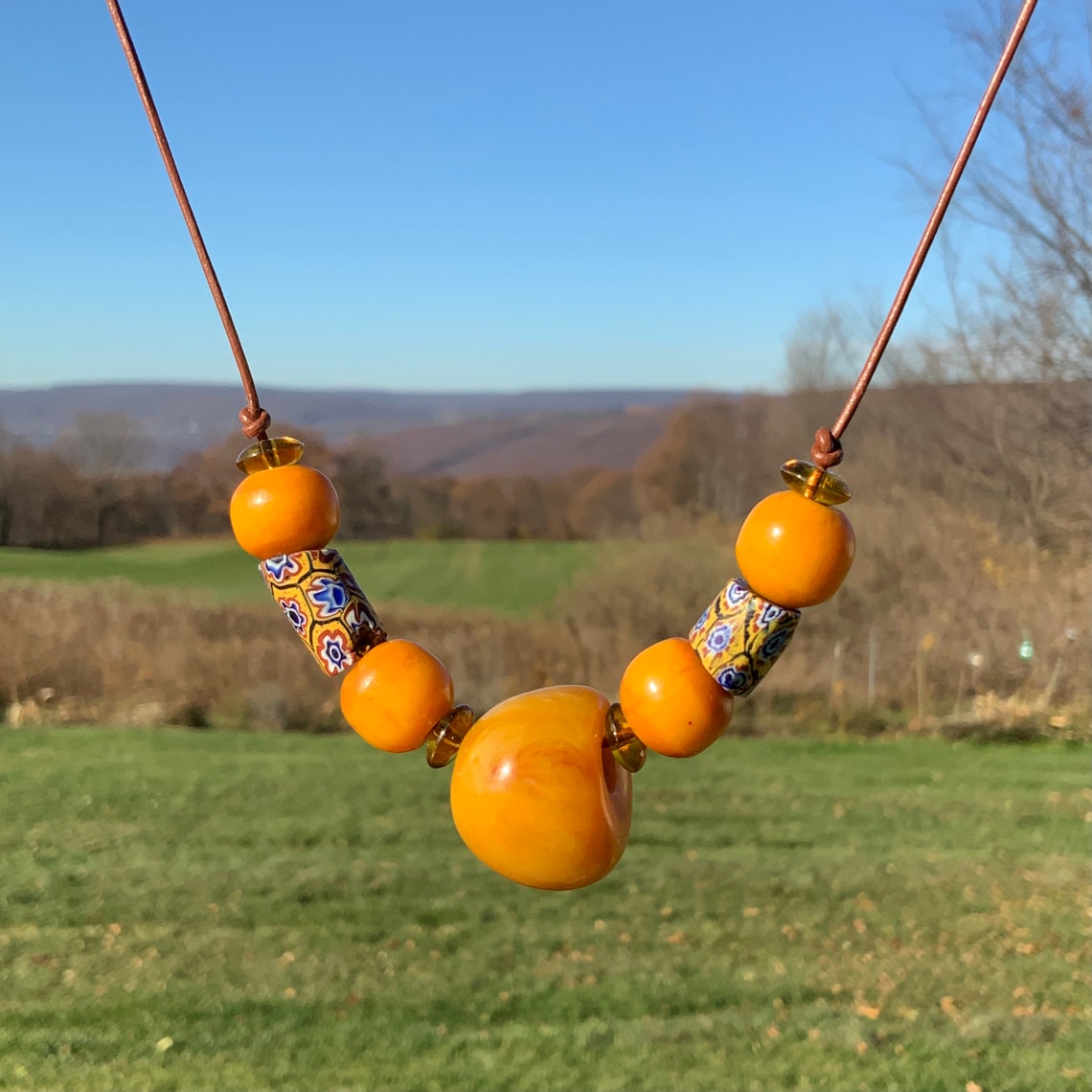 African Copal Necklace Vintage Honey African-made Beads Antique ...