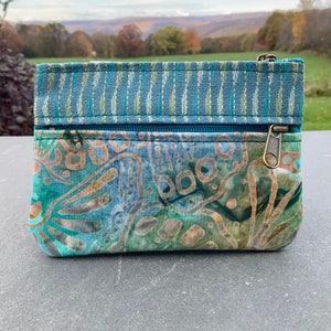 Turquoise Fabric Wallet Credit Card Case Coin Purse Vegan - Etsy