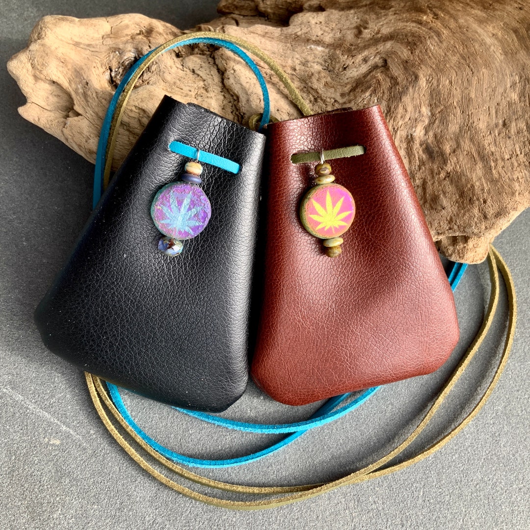 Cannabis Medicine Pouch Vegan Faux Leather Bag Amulet Crystal Bag ...
