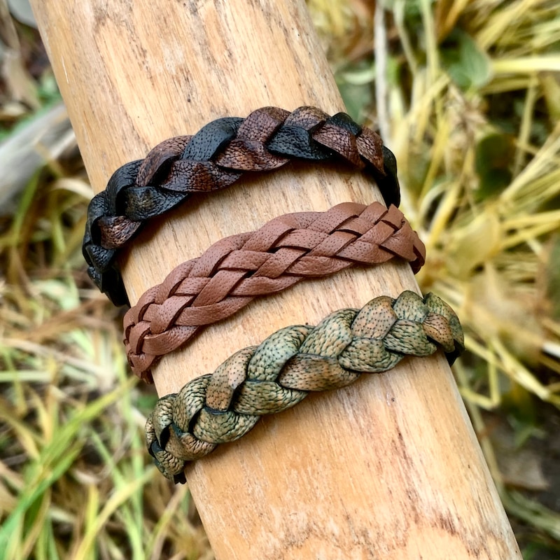 Braided Leather Bracelet - Etsy