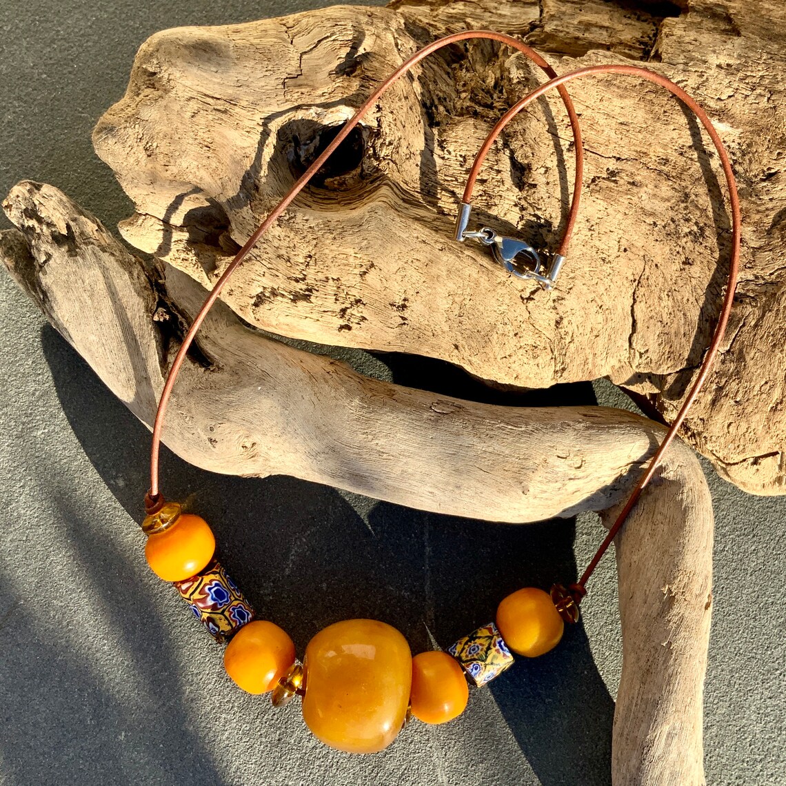 African Copal Necklace Vintage Honey African-made Beads Antique ...